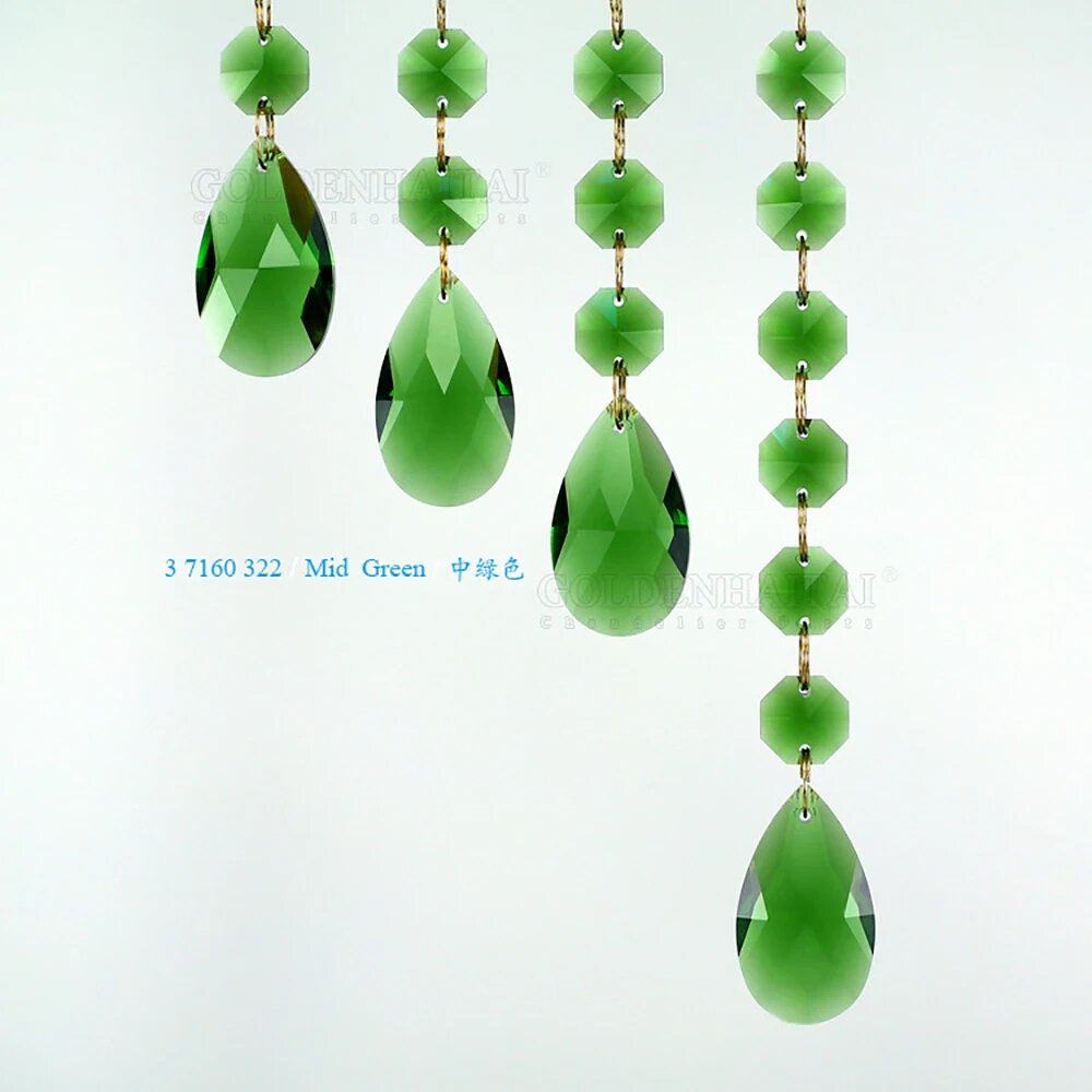Хрустальные подвески для люстры 38 мм Изумрудный, L, Green