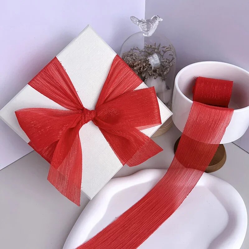 Серебряная блестящая лента из полиэстера 7