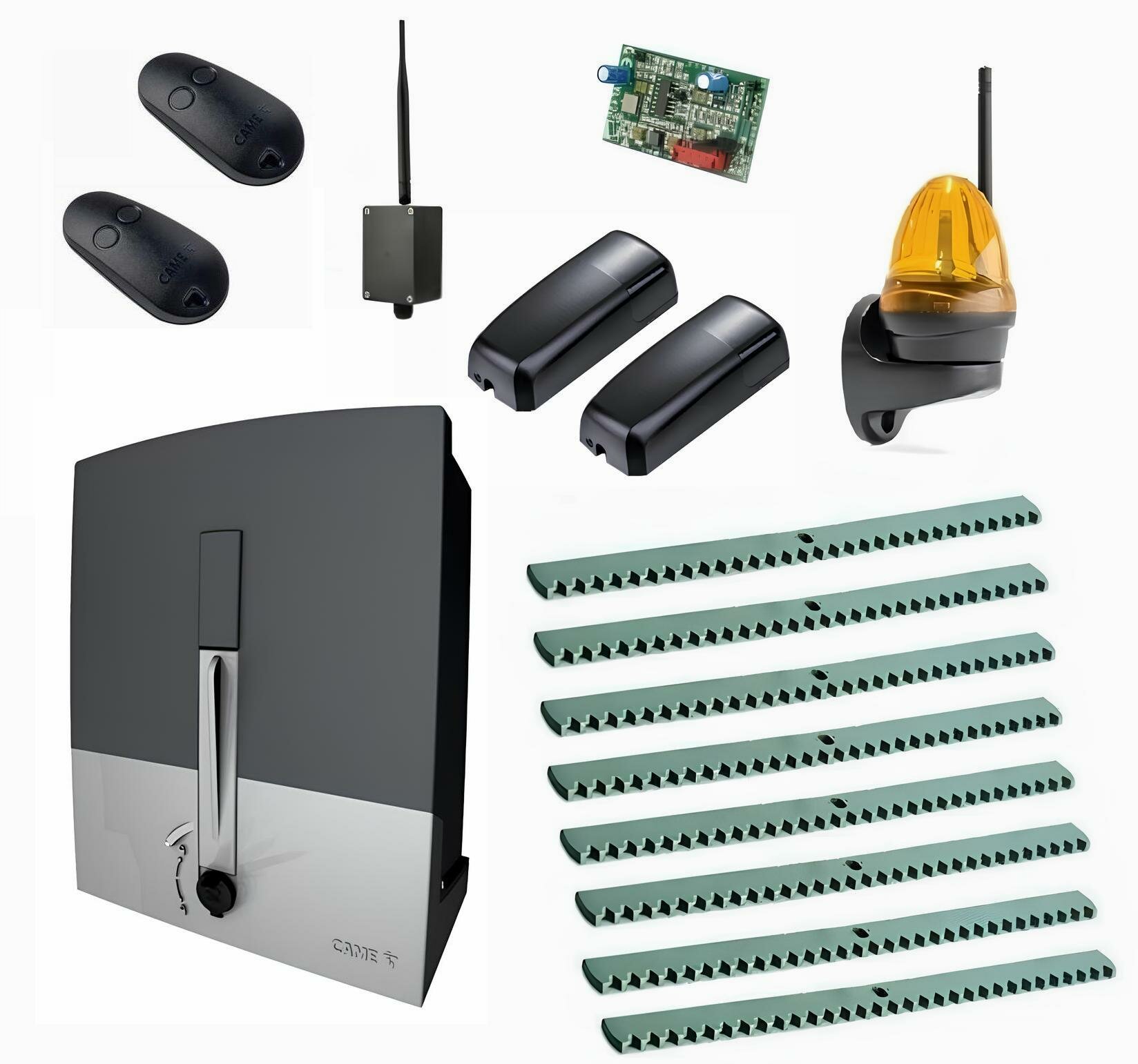 Автоматика для откатных ворот BXL04AGS FULL8-K-BT, комплект: привод, радиоприемник, 2 пульта, фотоэлементы, лампа, 8 реек, Bluetooth-модуль