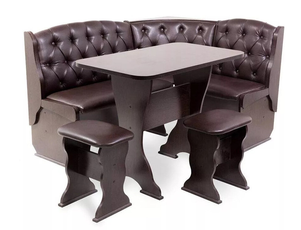 Кухонный угловой набор Орхидея Люкс, ЛДСП венге, обивка экокожа умбер