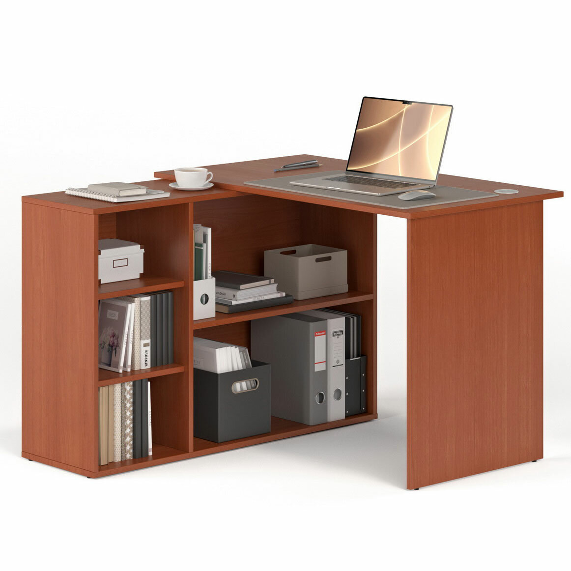 Угловой письменный стол 007094Л (цвет: вишня)