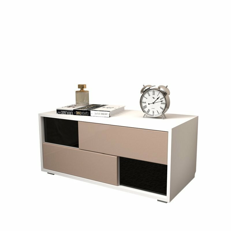 Комод DoorDoor-55 белый / капучино / черный глянец 85х38х40 см, на заказ