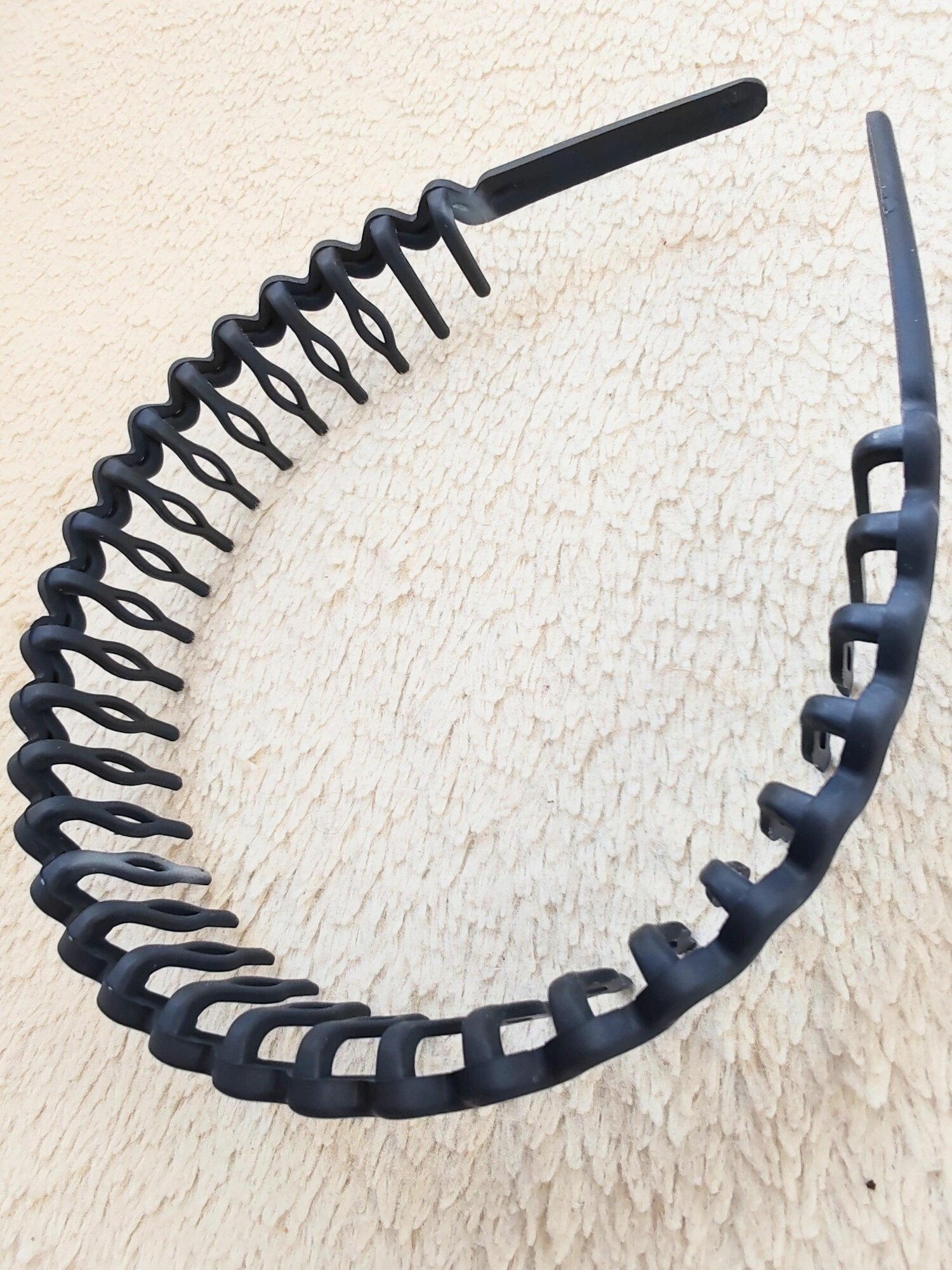 Ободок мужской для волос Fashion Jewelry унисекс грабли /фигурные зубчики. Ободок-гребень. Цвет синий матовый.