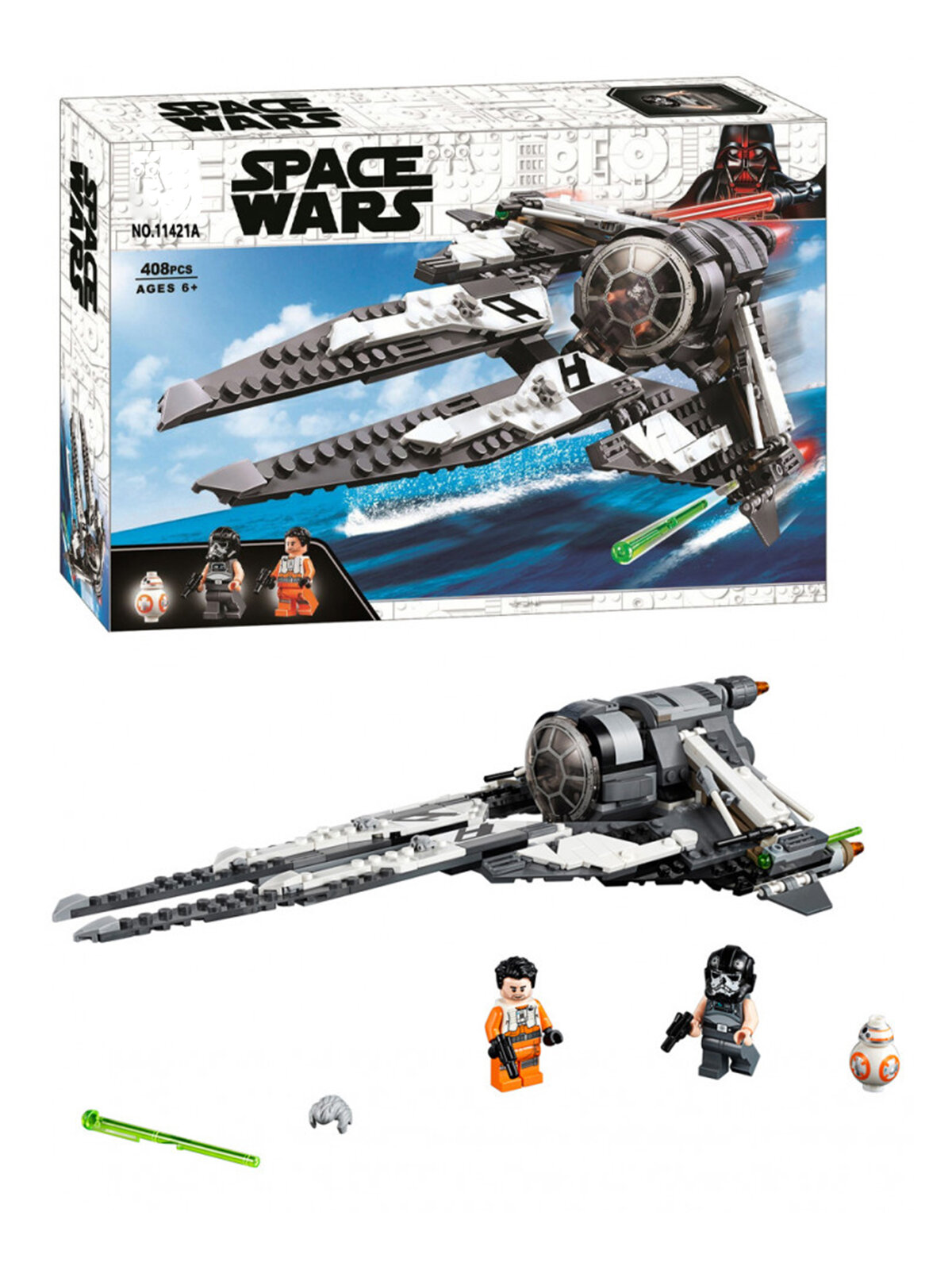 Конструктор LARI Стар Варс "Перехватчик СИД Чёрного аса", 408 деталей