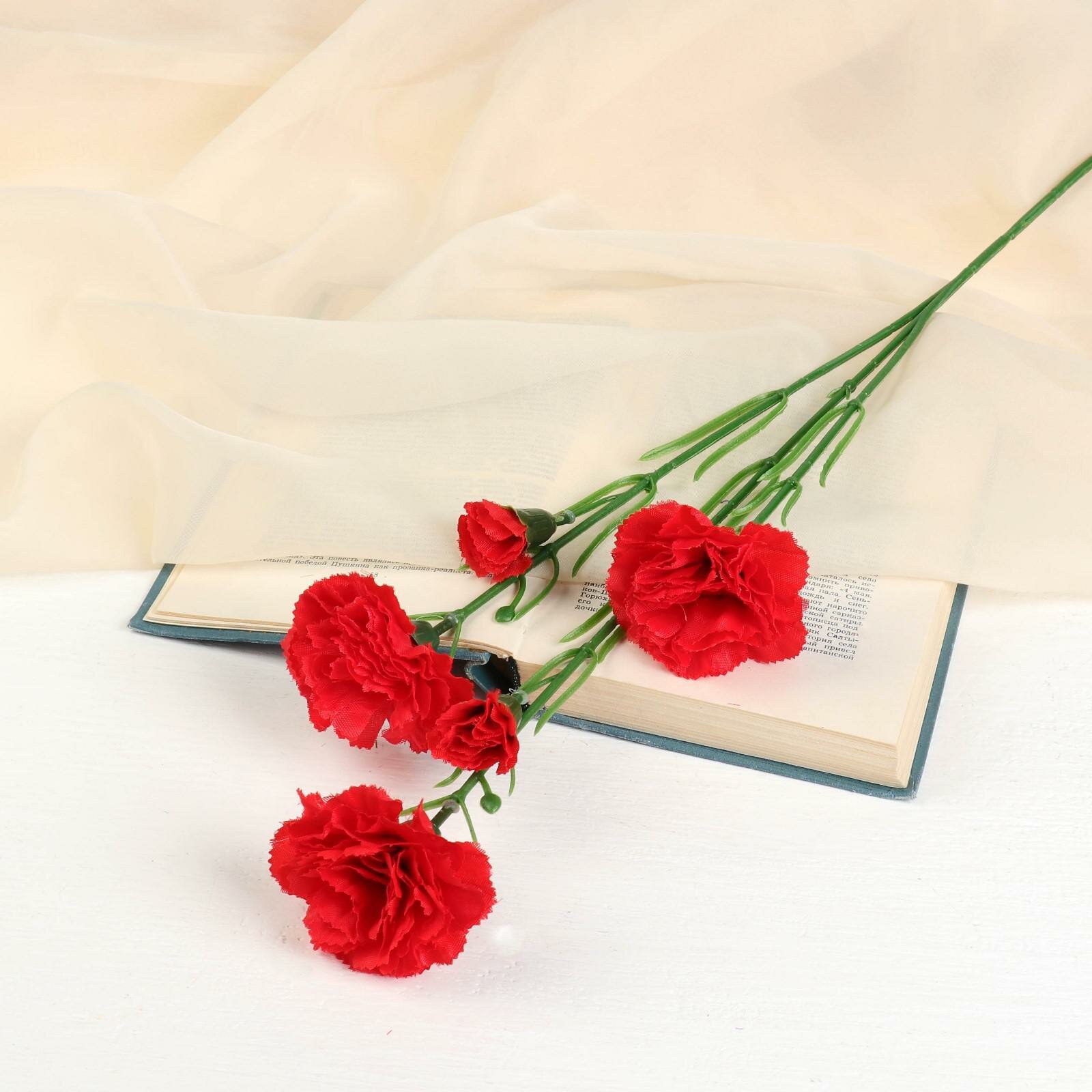 Цветы искусственные «Куст гвоздики», h=70 см, d=7 см, микс