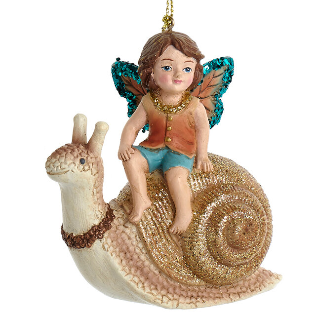 Елочная игрушка Эльф Тони на улитке 9 см, Kurts Adler, E0925-2