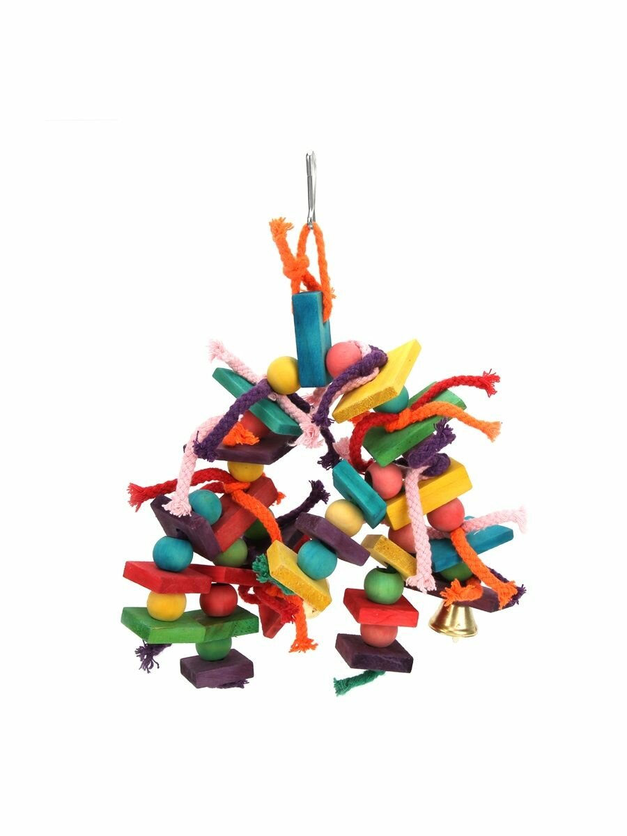 Красочная деревянная игрушка для жевания попугая, натуральная толстая веревка для попугая, прочные деревянные блоки для упражнений с клювом