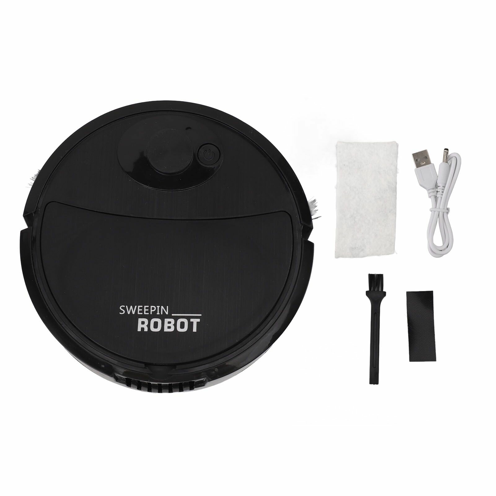 Робот-пылесос 3 в 1 с поворотным колесом, мощной всасывающей способностью, мини-шваброй для твердых полов, умным подметающим роботом, черный