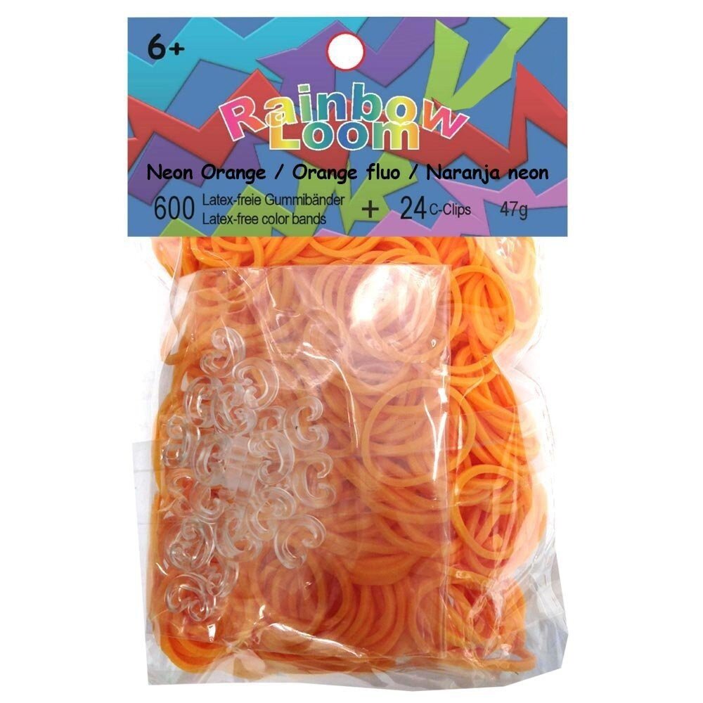 Резинки для плетения браслетов Rainbow Loom Неон Оранжевый, Neon Orange (B0021)