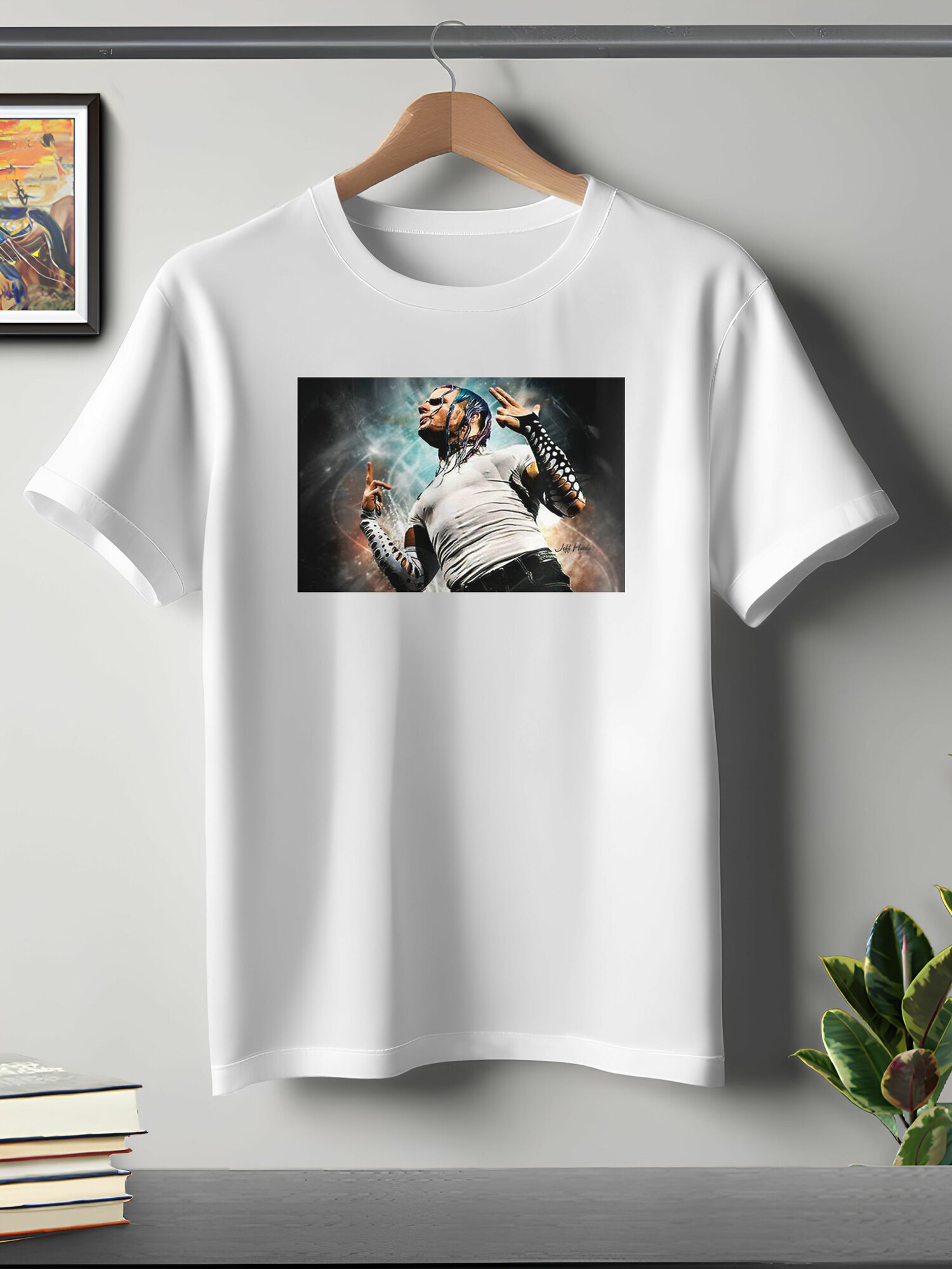 Футболка ONEQ унисекс 46-48 (M) размер с принтом Джефф Харди, белая