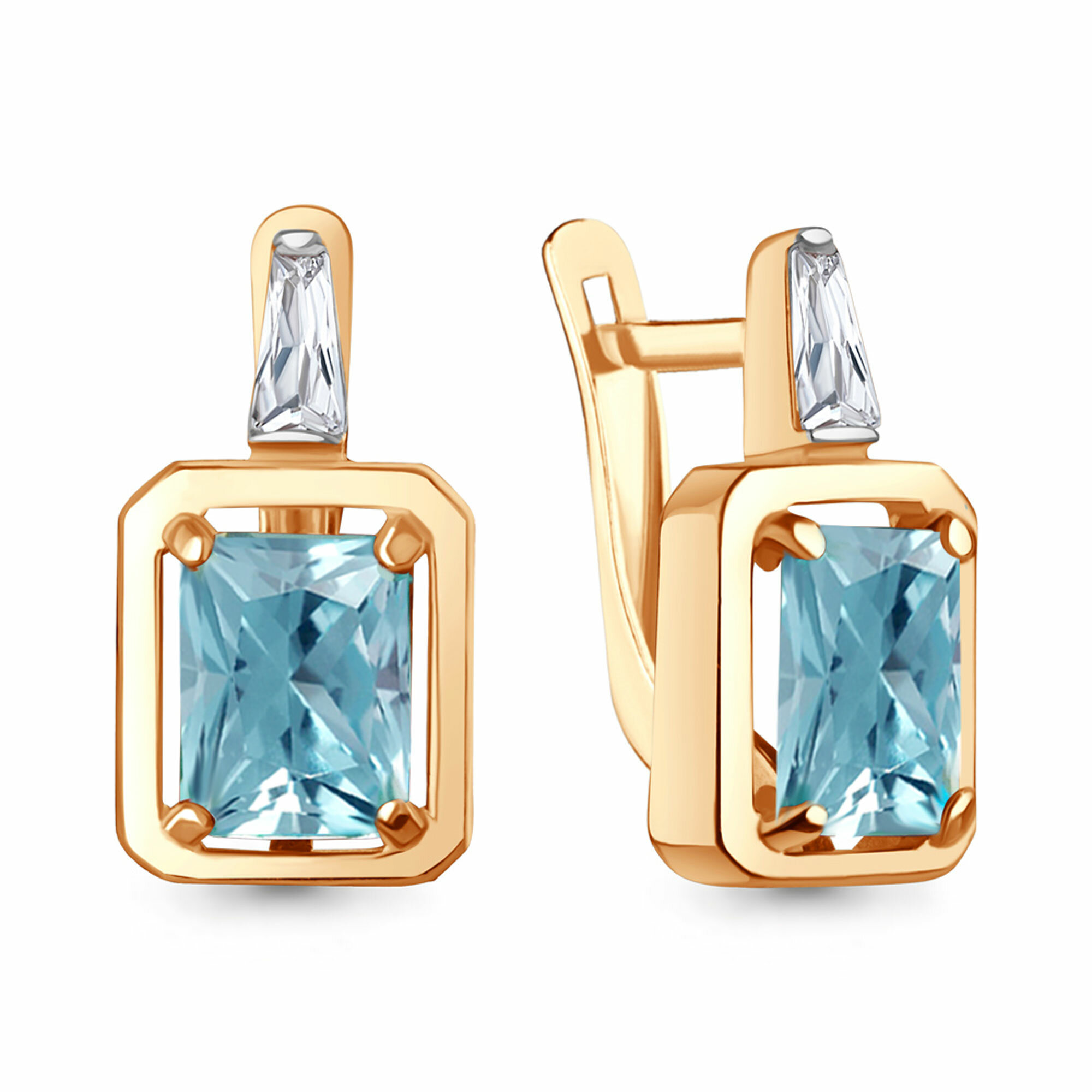 Серьги, серебро, 925 проба, золочение, турмалин, фианит