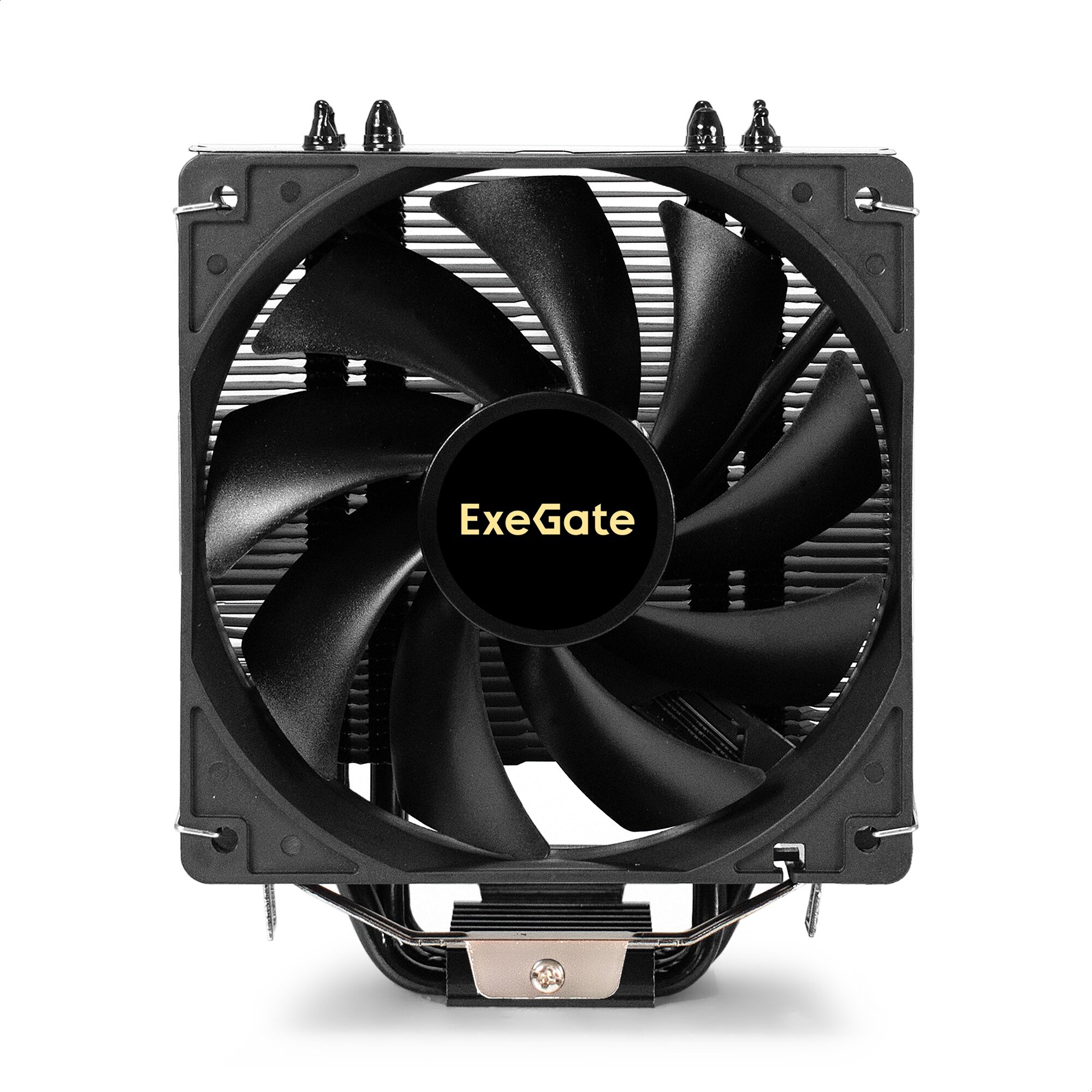 Кулер ExeGate Dark Magic EXX400-PWM (Al+Cu, черное покрытие, 4 тепл. трубки, LGA775/1150/1151/1155/1156/1200/1700/1851/AM2/AM2+/AM3/AM3+/AM4/AM5/FM1/FM2/754/939/940, TDP 140W, Fan 120mm, PWM, 1200-2100RPM, Hydro bearing, 4pin, 11-24db) EX286299RUS — фото 1