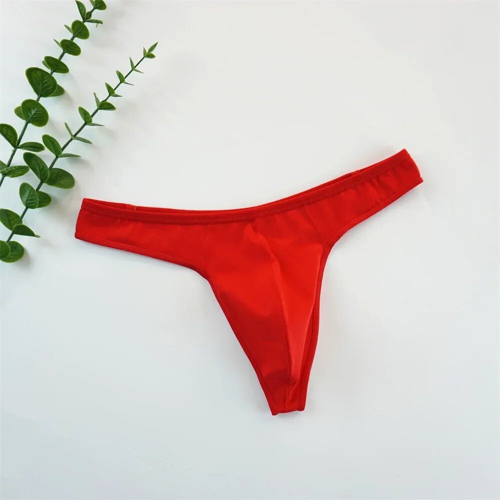 Мужские стринги 2024, стринги с низкой посадкой, пикантное нижнее белье с карманом, Красный, L, Red