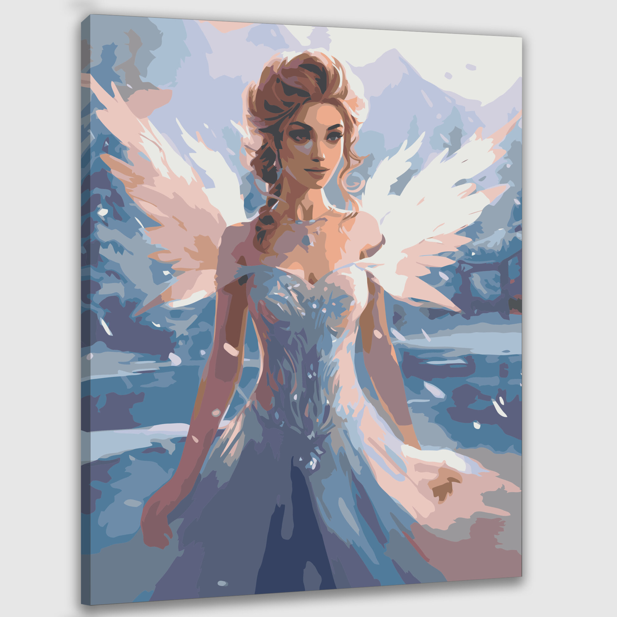 Картина по номерам 40x50 см, картина, цифровая, снежная сказка, зимняя страна чудес, заснеженные горы, деревушка, чудо