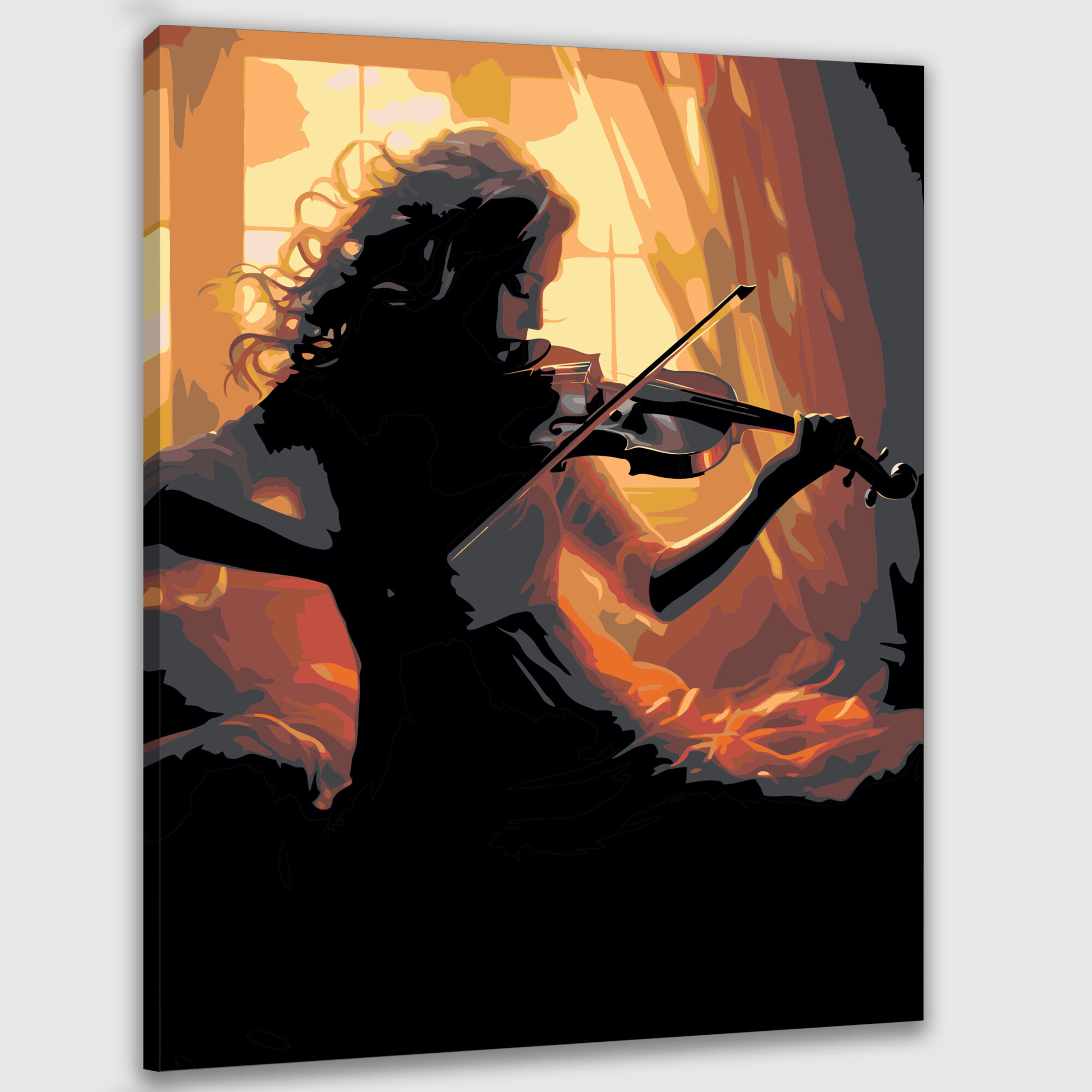 Картина по номерам 40x50 см, фотография, музыкальное представление, музыкант, скрипка, блаженство, свет