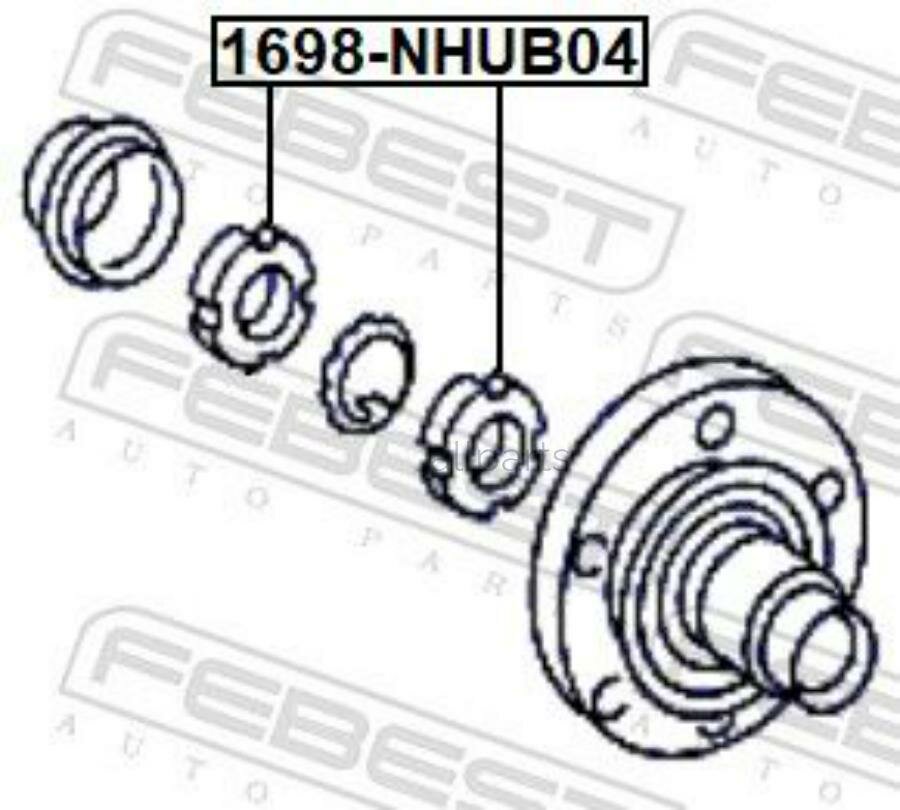 FEBEST 1698-NHUB04 Гайка ступичная 38x7 MERCEDES BENZ 414,408CDI,411CDI,413CDI,416CDI 904. FEBEST 1698-NHUB04