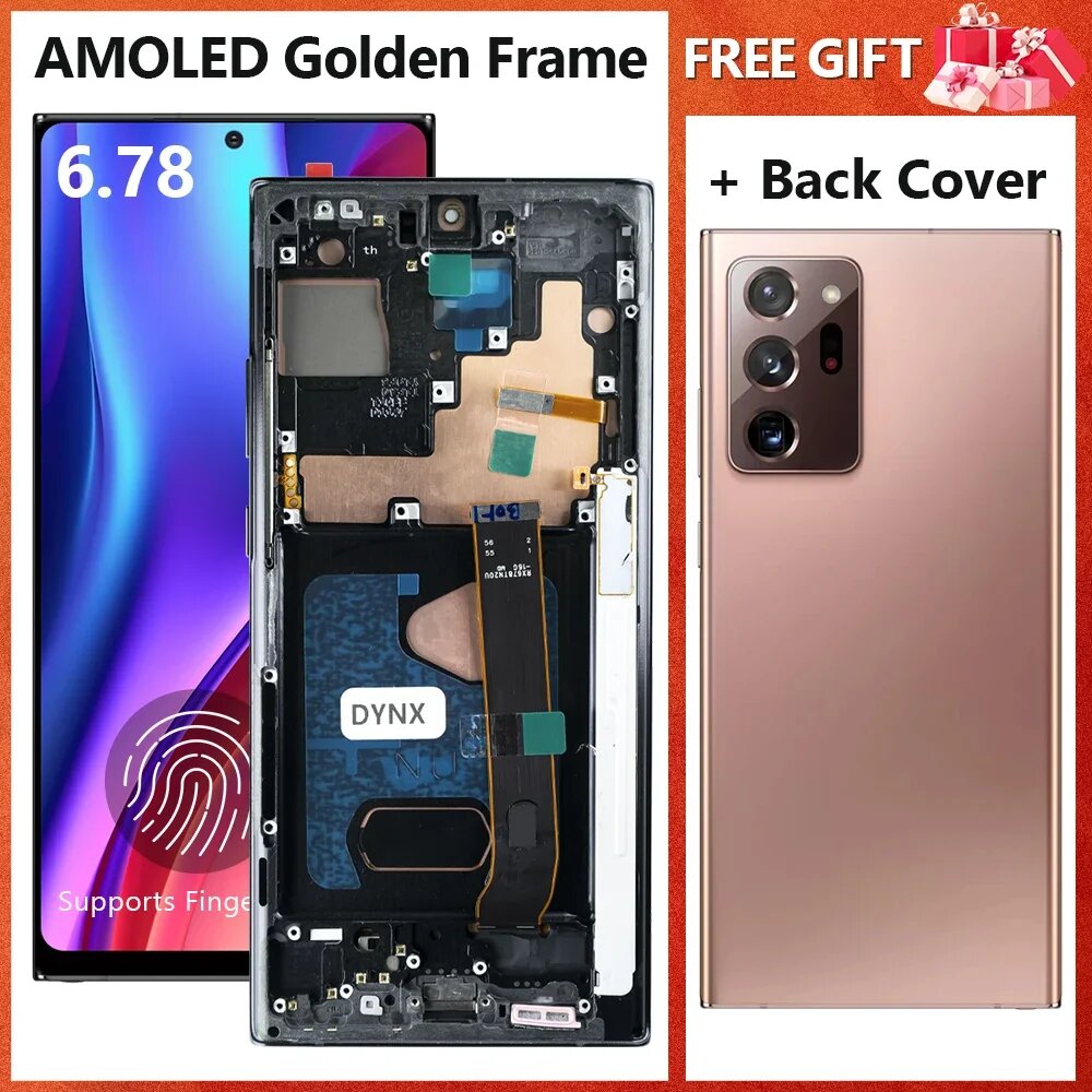 Для AMOLED Note 20 Ultra ЖК-дисплей для Samsung Galaxy Note 20 Ultra Дисплей SM-N985F SM-N985F/DS Замена дигитайзера сенсорного экрана OLED6.78 Golden Kit