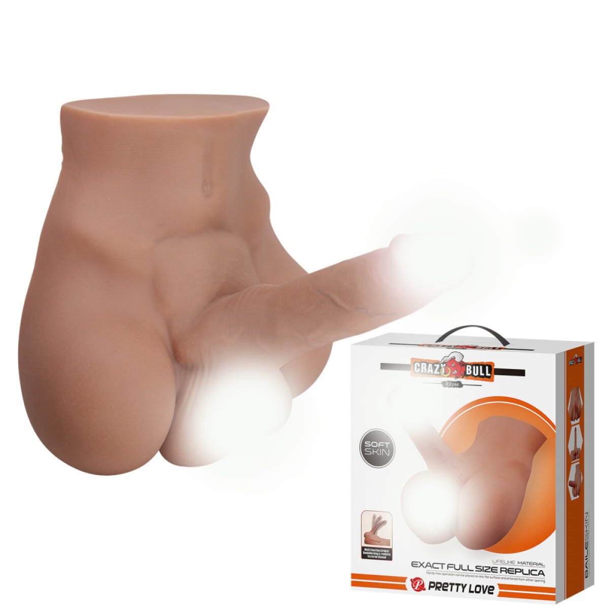 Торс мужской с фаллоимитатором и анальным отверстием Full Size replika RHUNE Crazy Bull