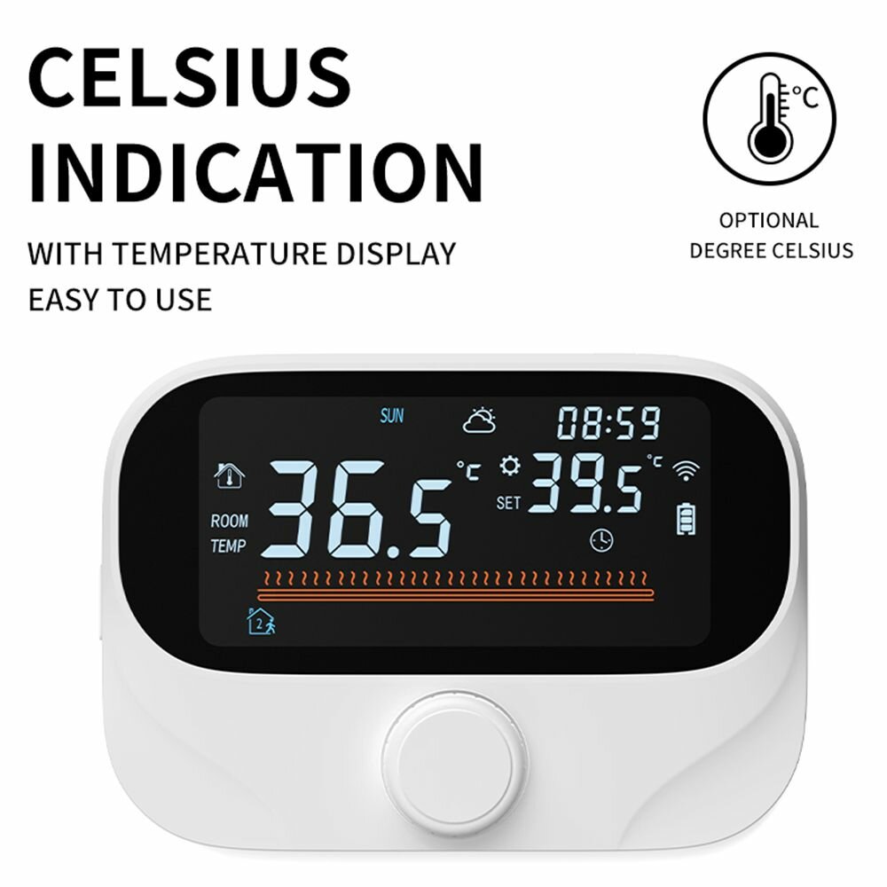 Умный термостат для газового котла с WiFi и голосовым управлением, радиус действия 300м, программируемый, LCD экран