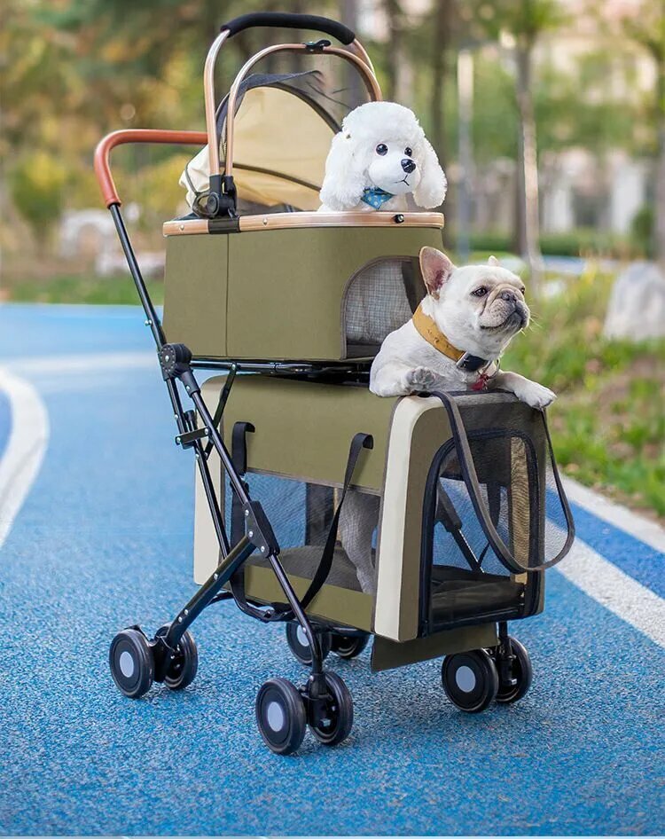 Двухслойная коляска для питомцев (универсальная, для кошек и собак, съемный чехол)