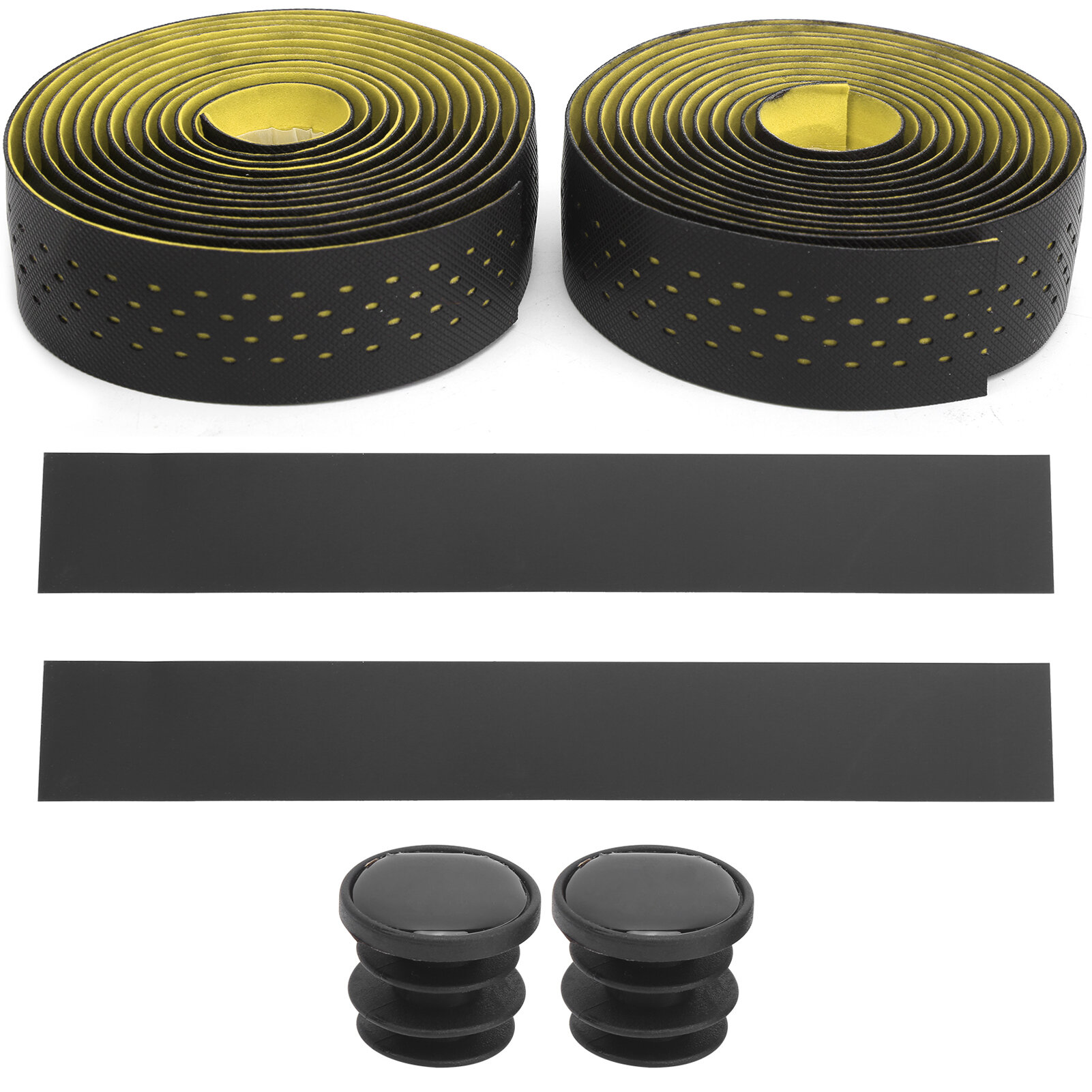 1 пара обмотки для руля шоссейного велосипеда с нескользящей текстурой, аксессуар для велоспорта (черно-желтая)