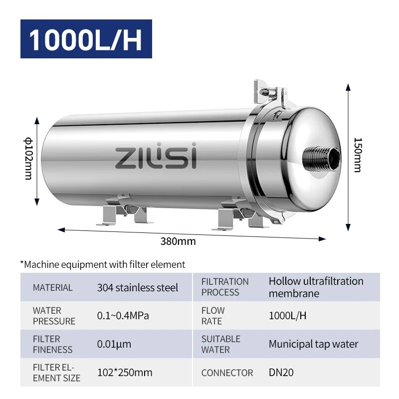 Многоразовая система фильтров для воды из ПВДФ, высокий расход, реклама, дом, кухня, напитки, прямые УФ-фильтры, срок превышения 5 лет, 1000 л 102-1000L