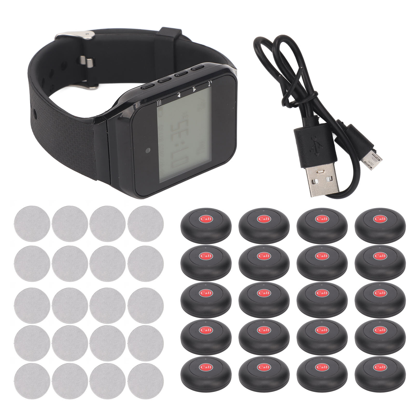 Беспроводной пейджер с 1 приемником и 20 пейджерами — система связи для отеля, ресторана, мастерской.