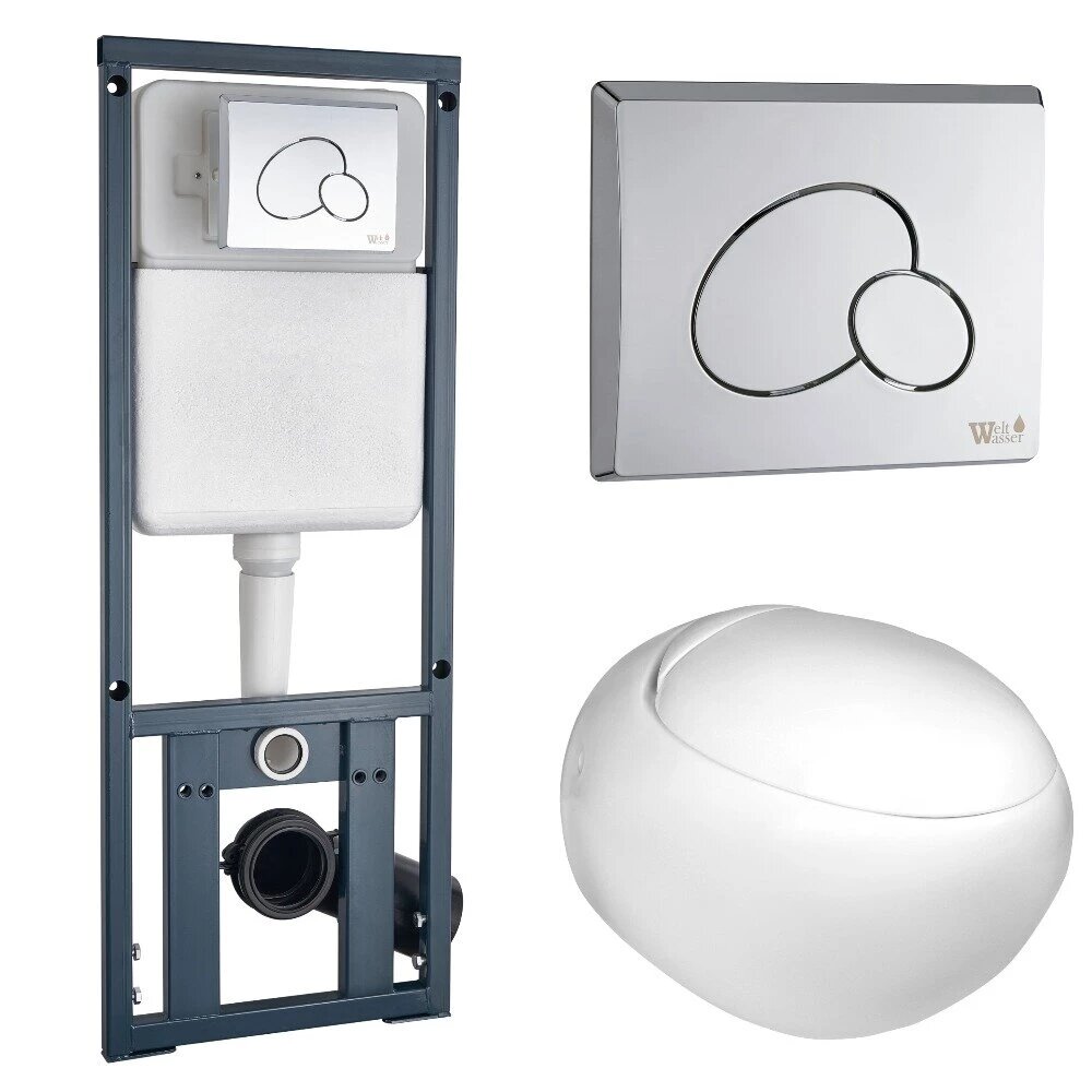 Комплект WeltWasser 10000006479 унитаз Jeckenbach 004 GL-WT + инсталляция Marberg 410 + кнопка смыва