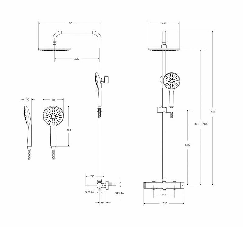 RELAX-CD-IN Душевая стойка со смесителем, сатин