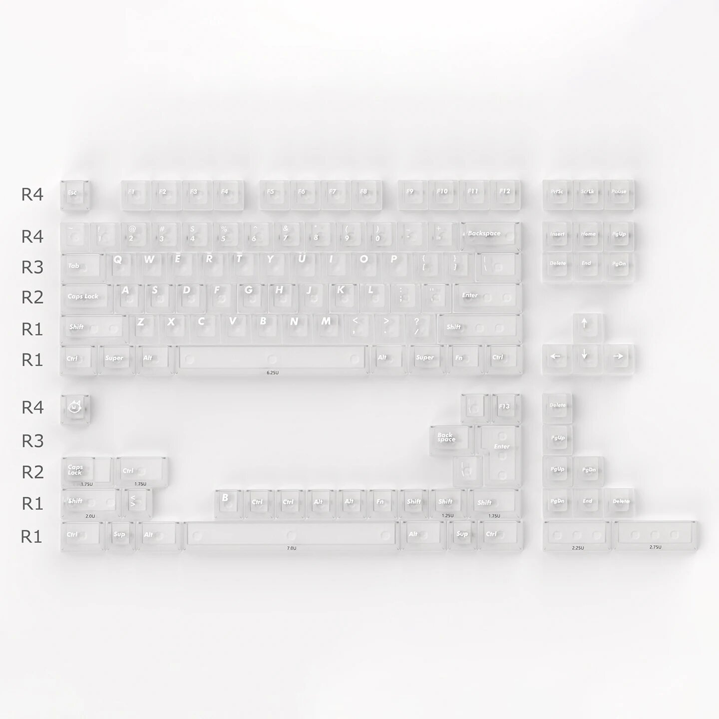 Розовые прозрачные кейкапы Cherry Profile для механической клавиатуры