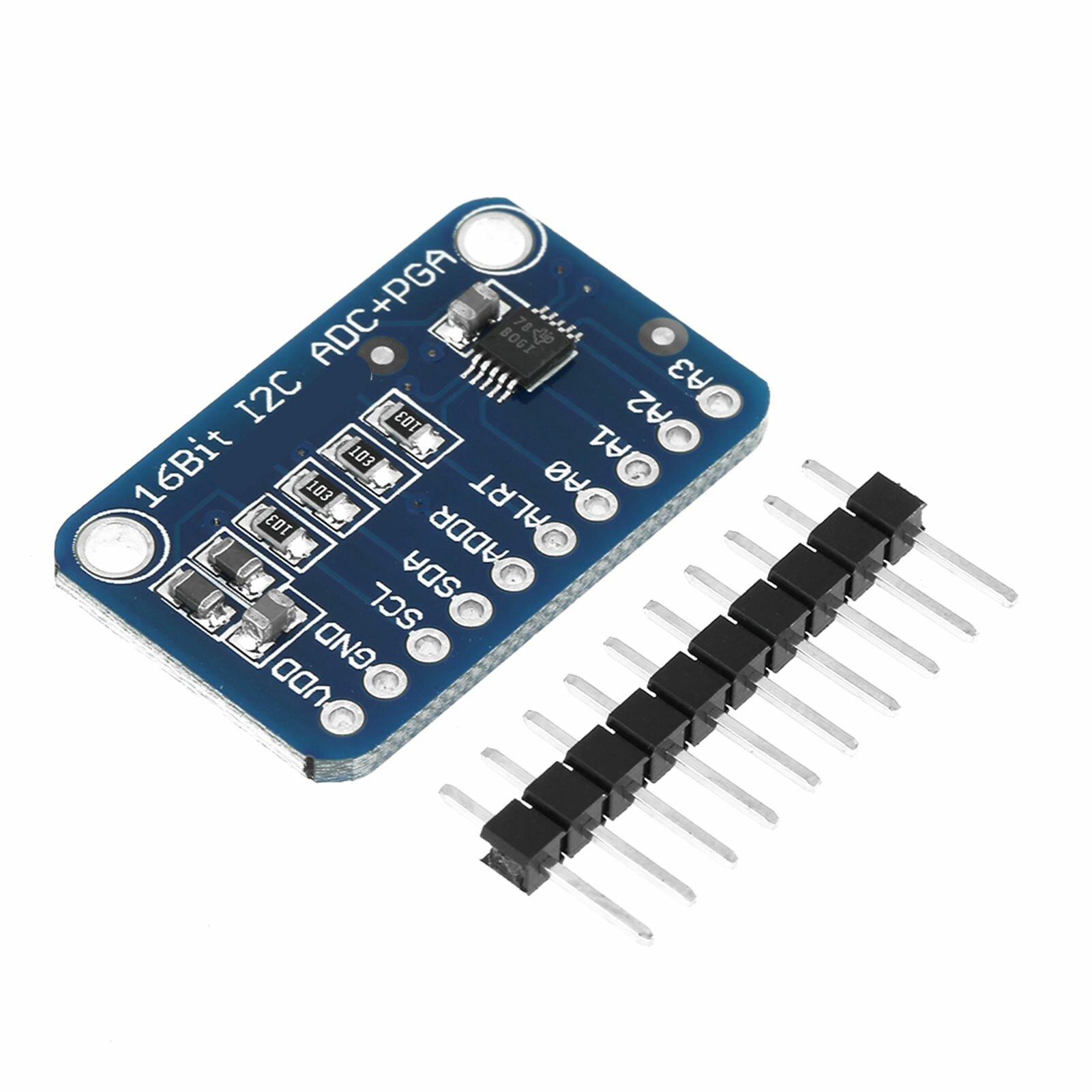 Плата разработки 16-битного I2C АЦП. Модуль аналого-цифрового преобразователя для точной обработки сигналов и сбора данных.