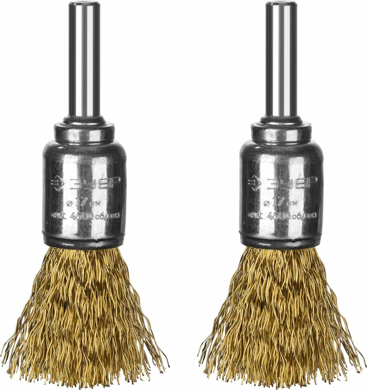 Набор кистевых щеток-крацовок ЗУБР, 17 мм, витая стальная латунированная проволока 0.3 мм, две штуки 35225-17-H2_z02