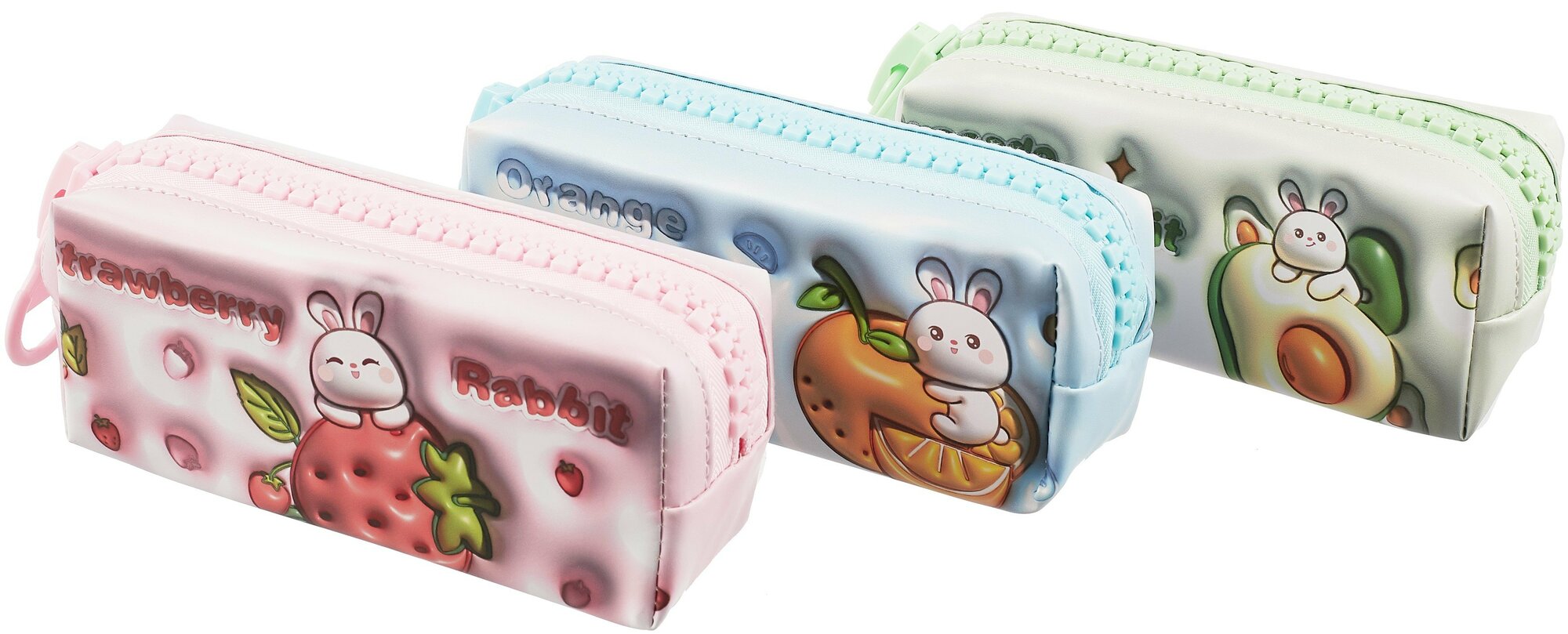 Пенал с большой молнией "Каваи" эффект 3D, ассорти