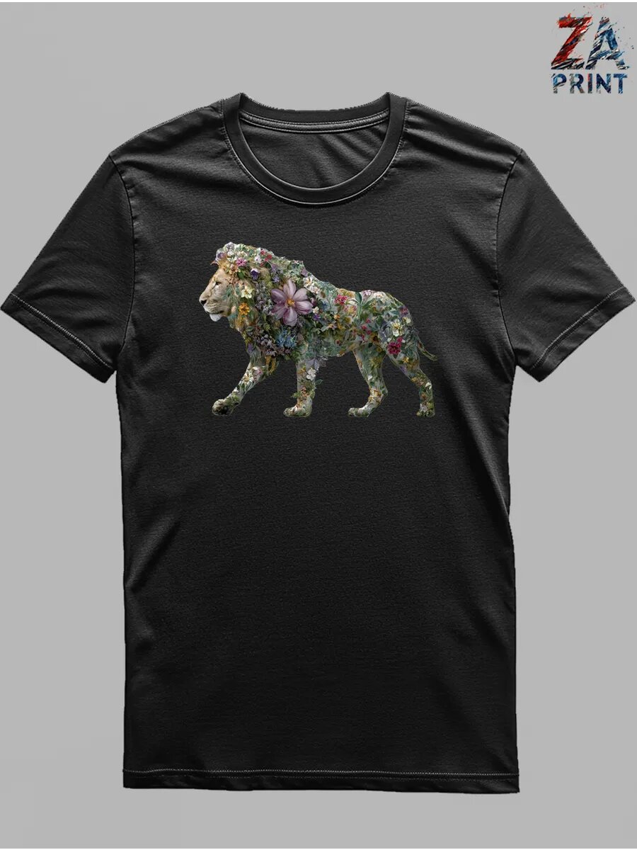 Футболка цветы лев
