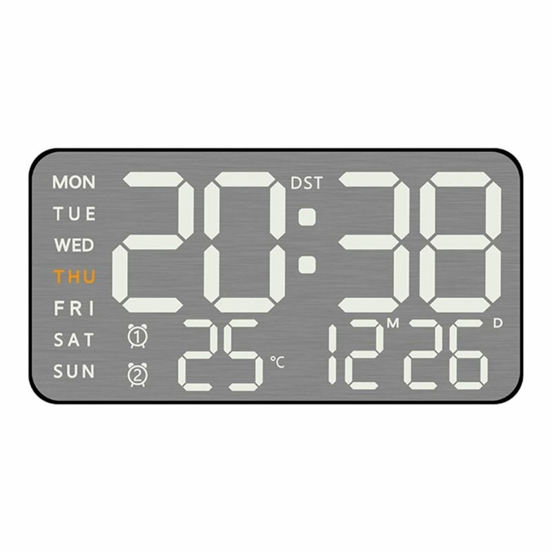 Современные металлические цифровые часы с большими экранами и ночными режимами для дома или работы, - Черная оболочка 5515