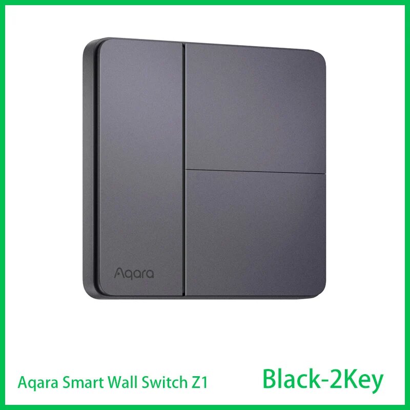 Умный выключатель на стене Aqara Smart Wall Switch Z1 Dual Control Zigbee 3.0, совместимый с выключателем с одним живым/нейтральным проводом, работает с приложением Apple HomeKit, черный, 2-клавишный
