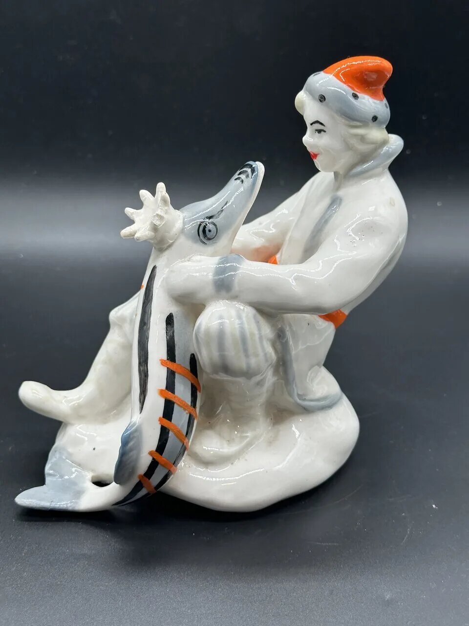 Статуэтка Емеля со щукой Лзфи Фарфор ссср 60 годы Винтажная