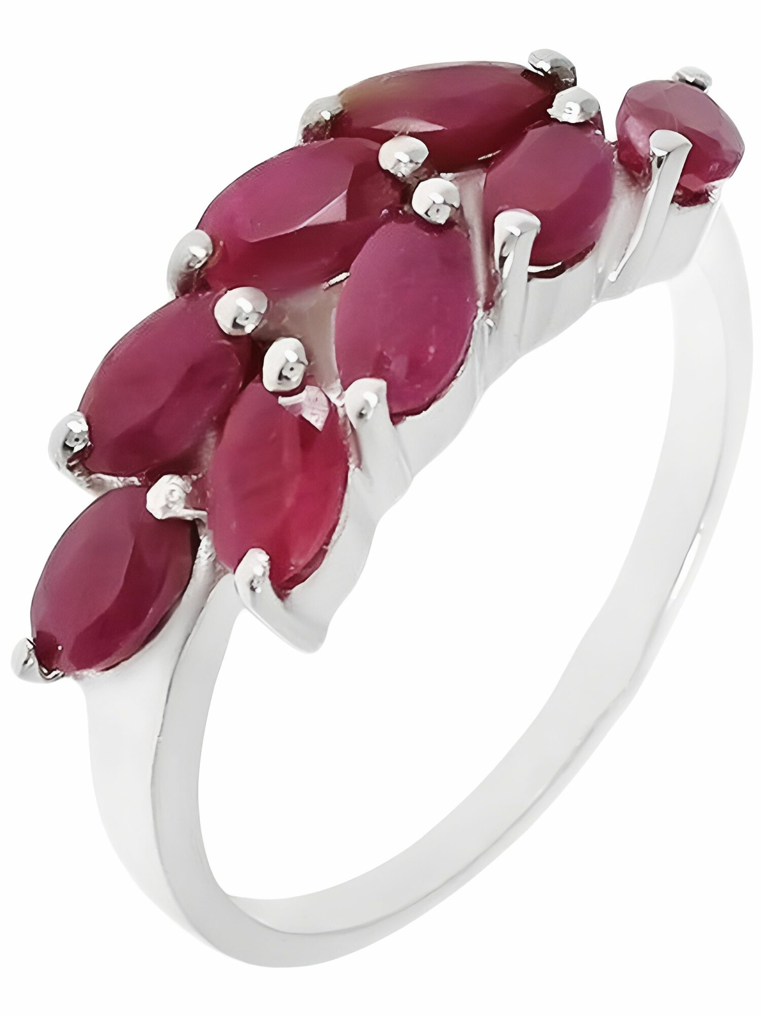 Кольцо тонкое, серебро, 925 проба, родирование, рубин