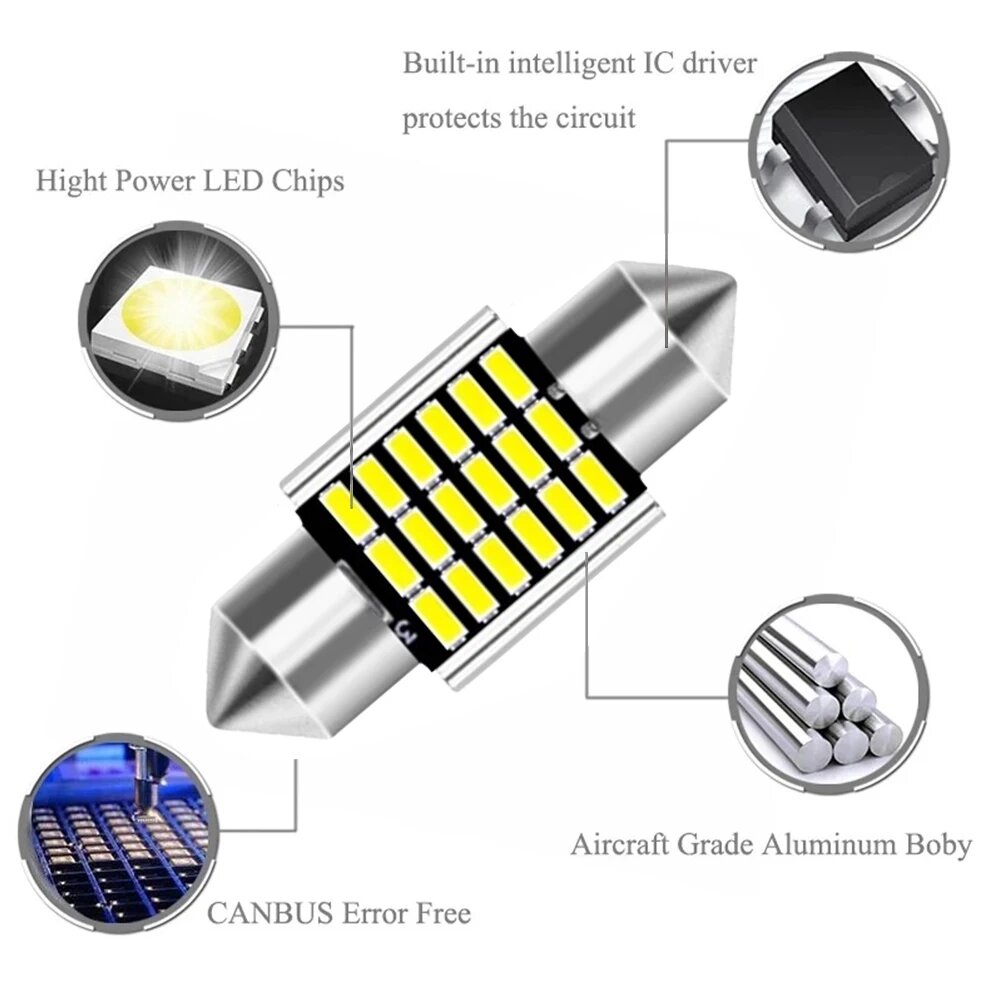 Светодиодные лампочки 31 мм белые 6000К 6 шт.