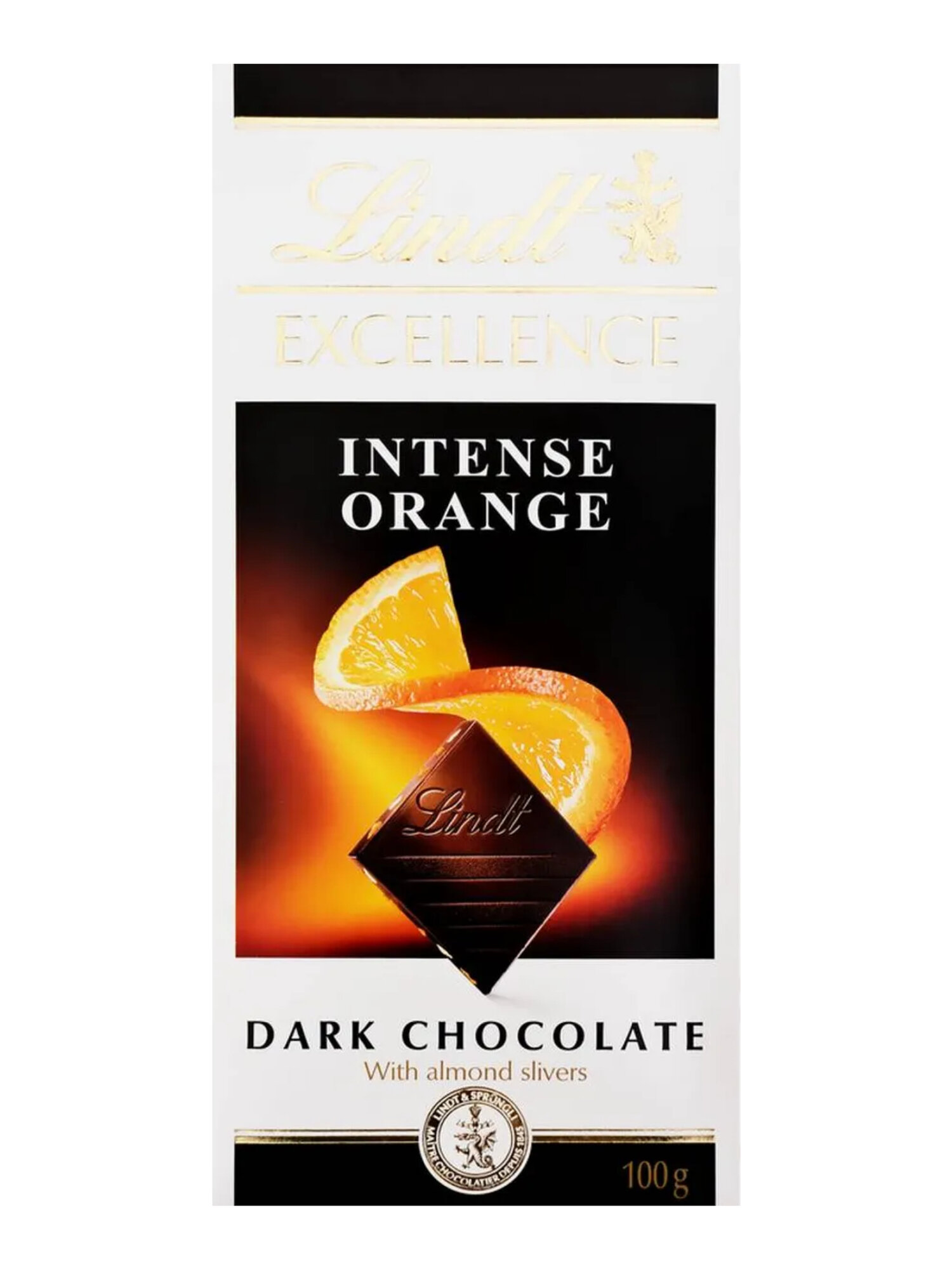 Тёмный шоколад Lindt с апельсином и миндалем 100 г