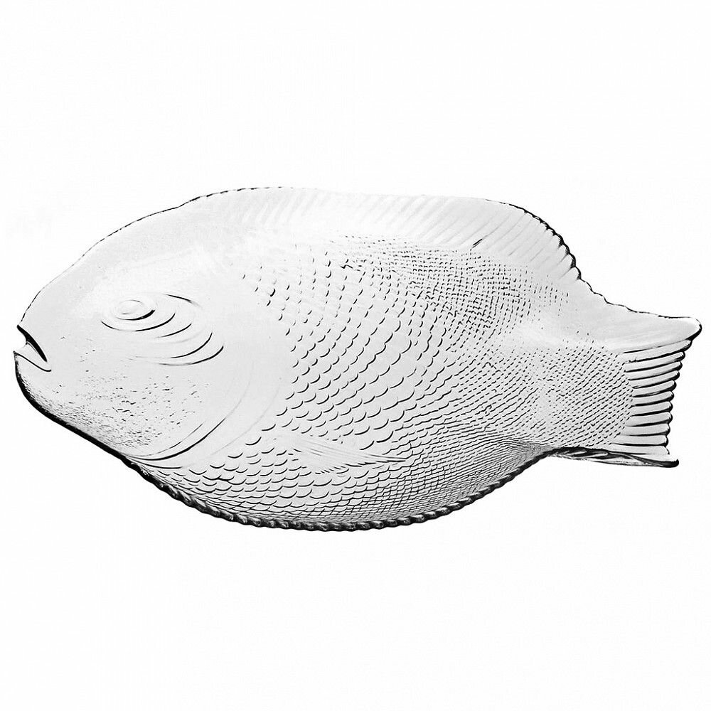 Тарелка мелкая стеклянная 260х206мм, форма "Рыба", Pasabahce (Россия)