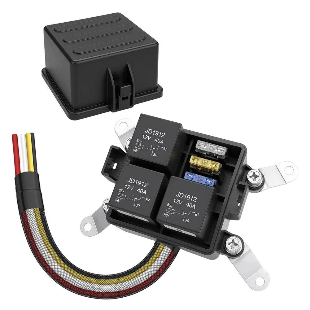 Блок реле предохранителей 12 В с предварительно смонтированной 3-ходовой блок предохранителей, модификация держателя предохранителя, контроллер, 4-контактное, 5-контактное, 40 А, реле, автомобильные аксессуары Pre Wired