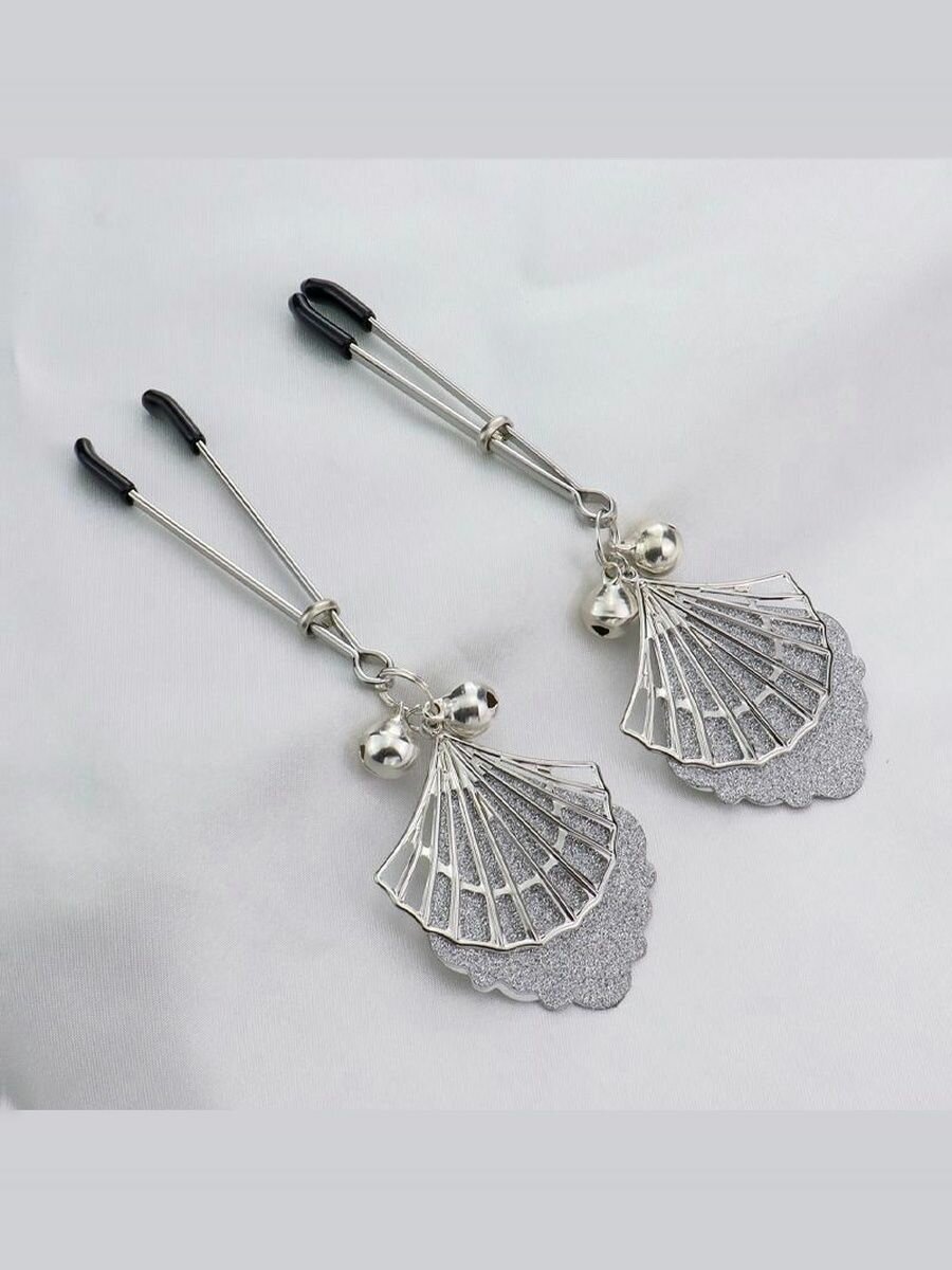 Зажим для соска, в форме ракушки, с колокольчиком, БДСМ секс-игрушка