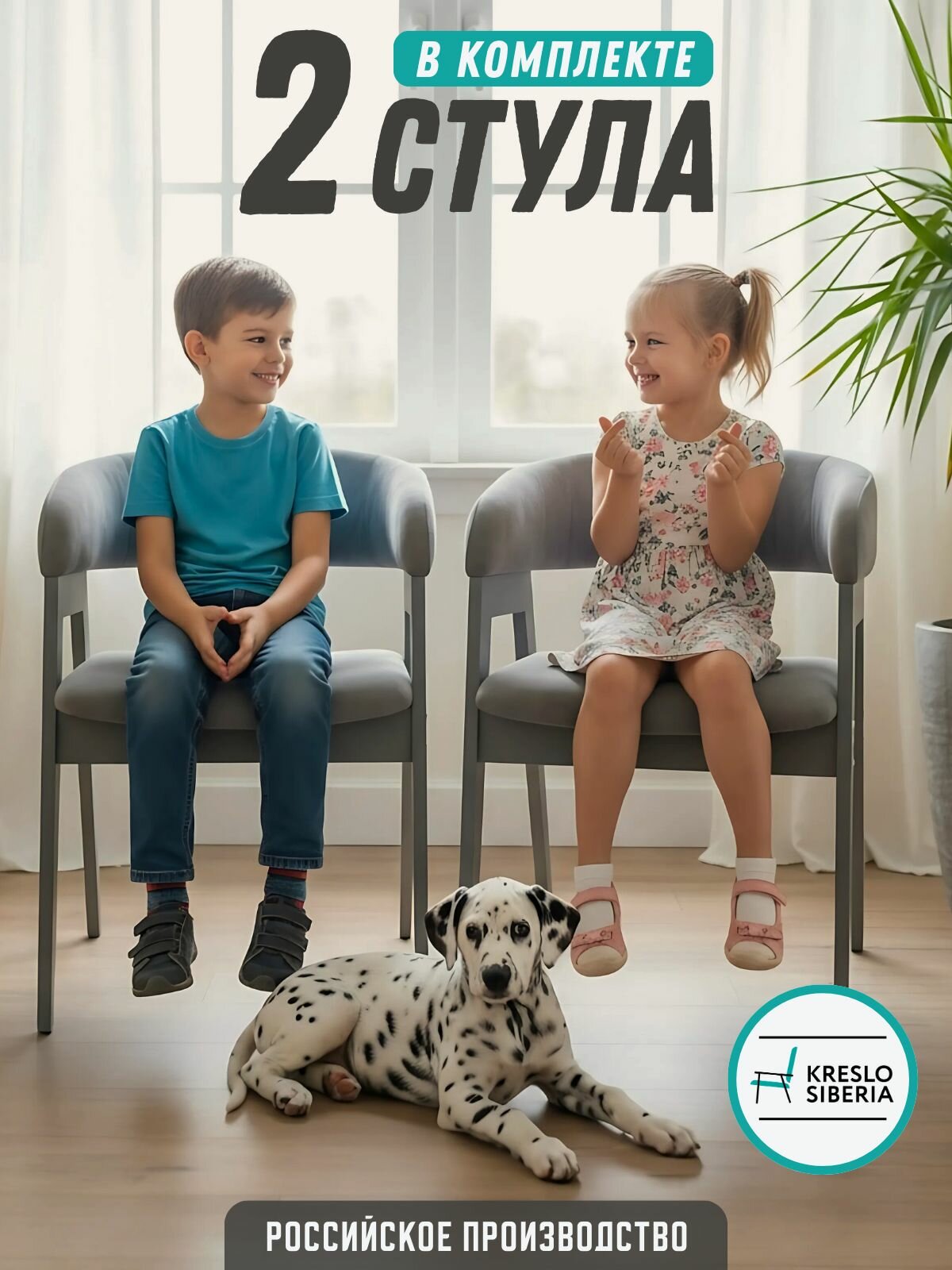 Стулья комплект 2 шт, для кухни, гостиной и спальни, цвет серый