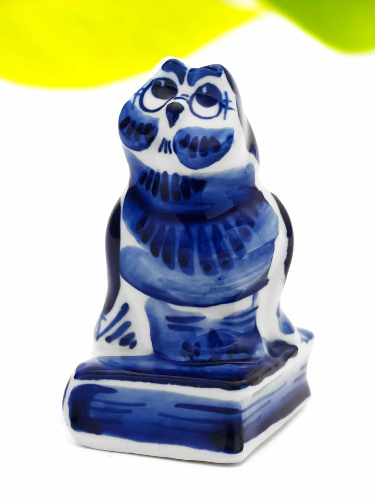 Фигурка коллекционная - Сова на Книге, Гжель, Фарфор, 7,5 см