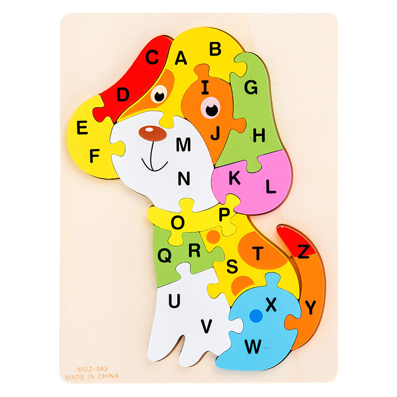 Деревянный пазл-щенок для изучения английского языка, образовательная детская игрушка с 26 буквами