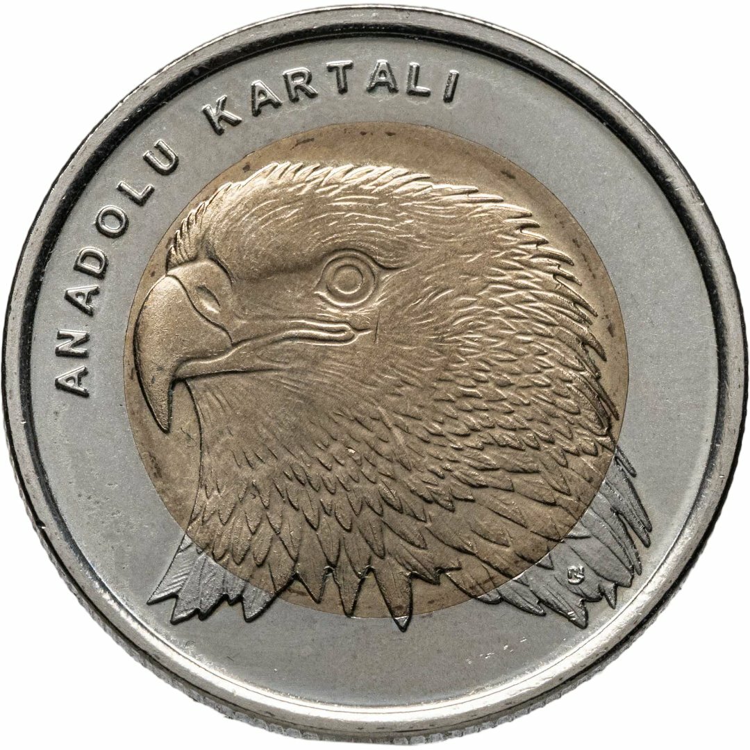 Турция 1 лира 2014 "Фауна Турции - Орел", Биметалл, в сохранности UNC