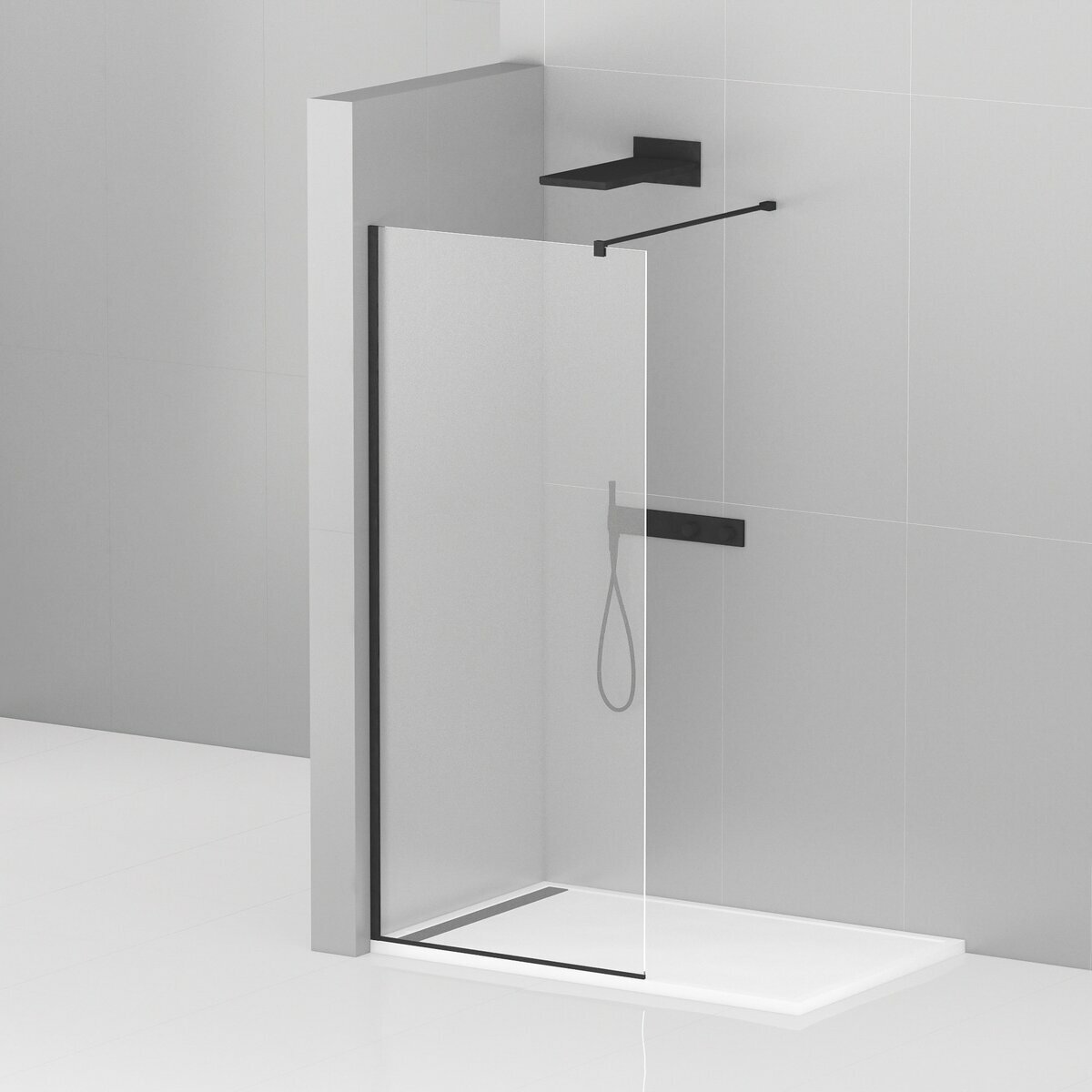 Душевая перегородка Cezares Cezares LIBERTA-L-1-125-120-C-NERO 125х195 см, стекло прозрачное