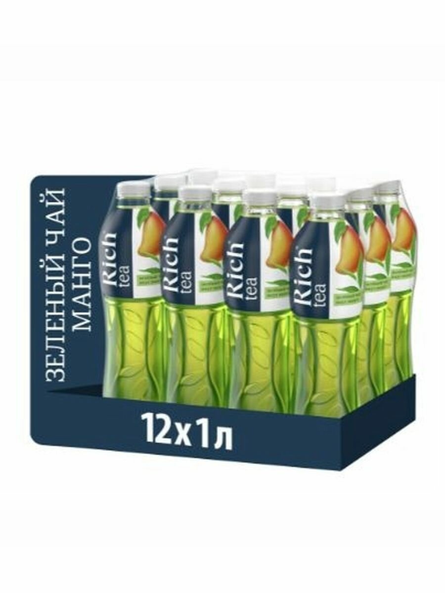Холодный чай Rich tea зеленый со вкусом манго, 1000 мл. Упаковка 12 шт.