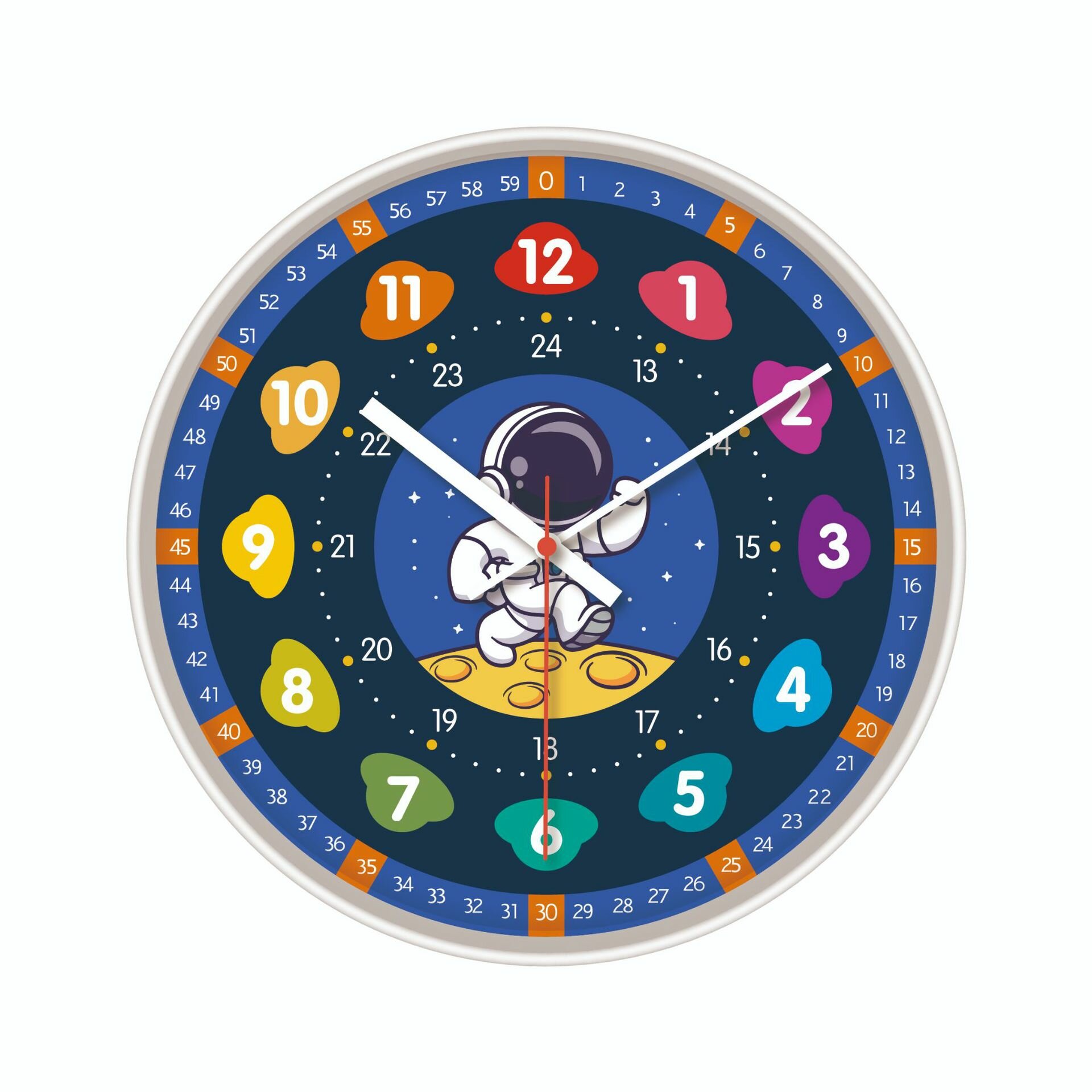 Детские обучающие настенные часы для раннего развития 12inch года, мультяшные бесшумные часы, декоративные часы для дома и спальни, часы для учеников начальной школы